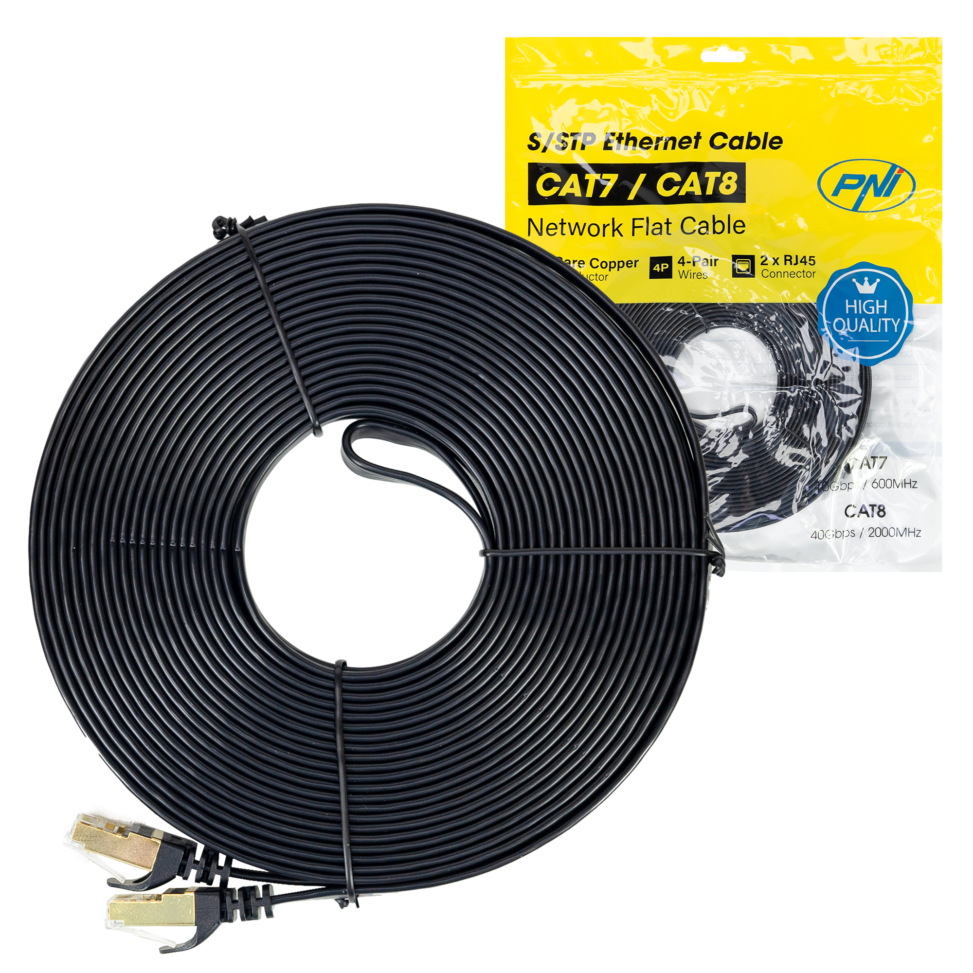 Cablu de retea plat S/STP CAT7 PNI U7015B / U7030B / U7050B / U7075B ...